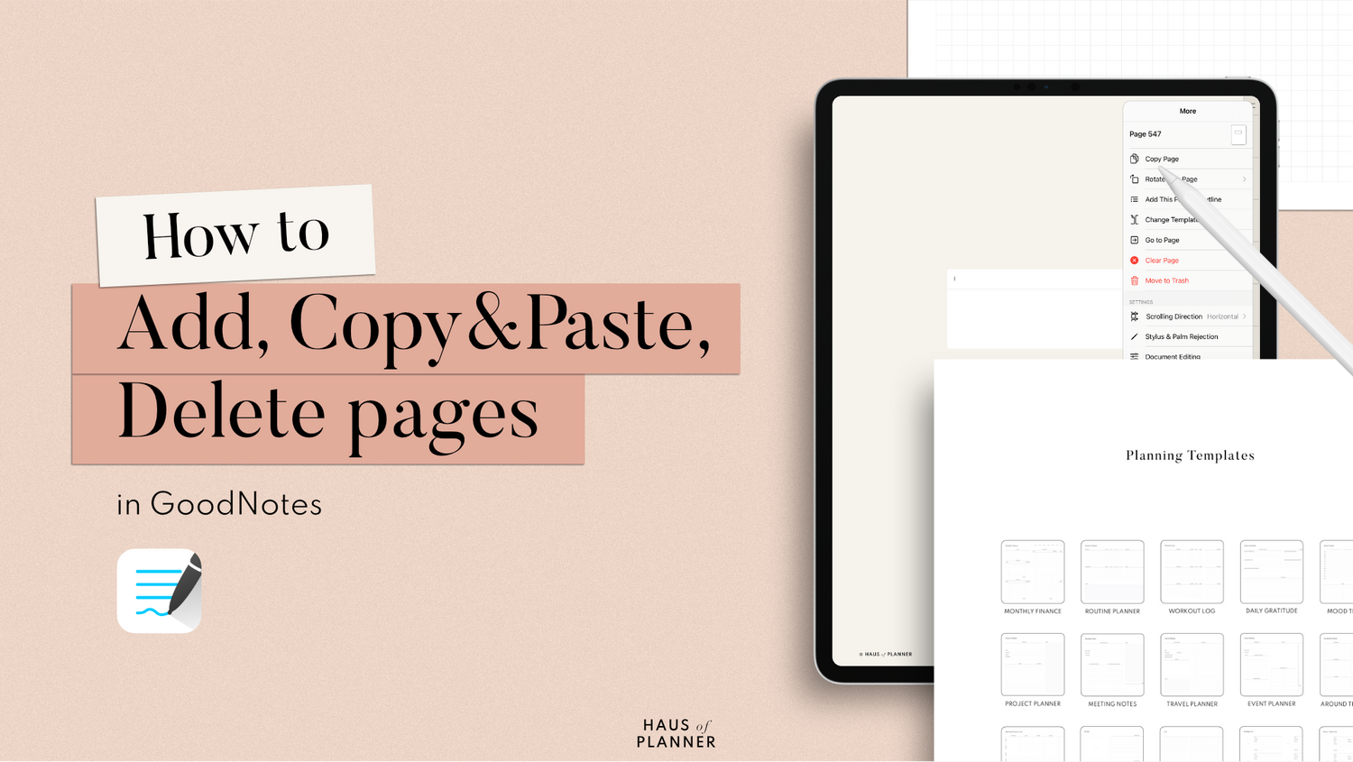 How to Add, Duplicate, or Delete pages in GoodNotes – Haus of Planner