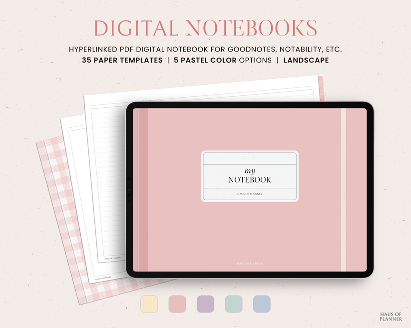 12 Subject Digital Notebooks | Landscape | 5 Pastel Colors – Haus of ...