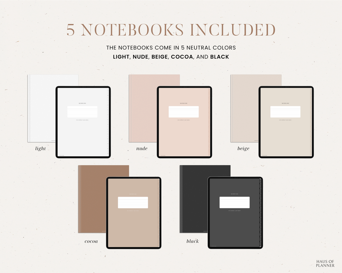 12 Subject Digital Notebooks | Portrait | 5 Neutral Colors – Haus of ...
